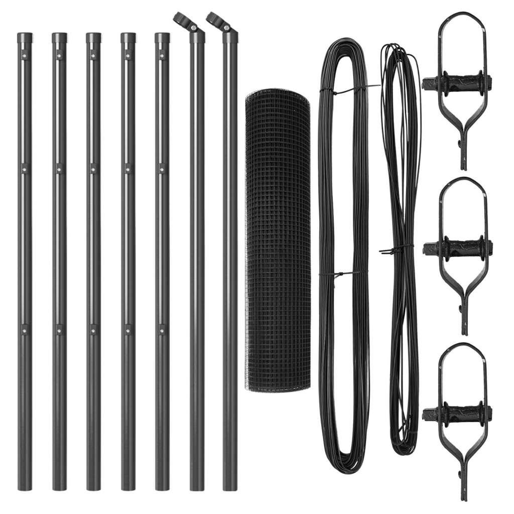 set stupova ograde od PVC-a Set od 2 Siva PVC obloženi čelik