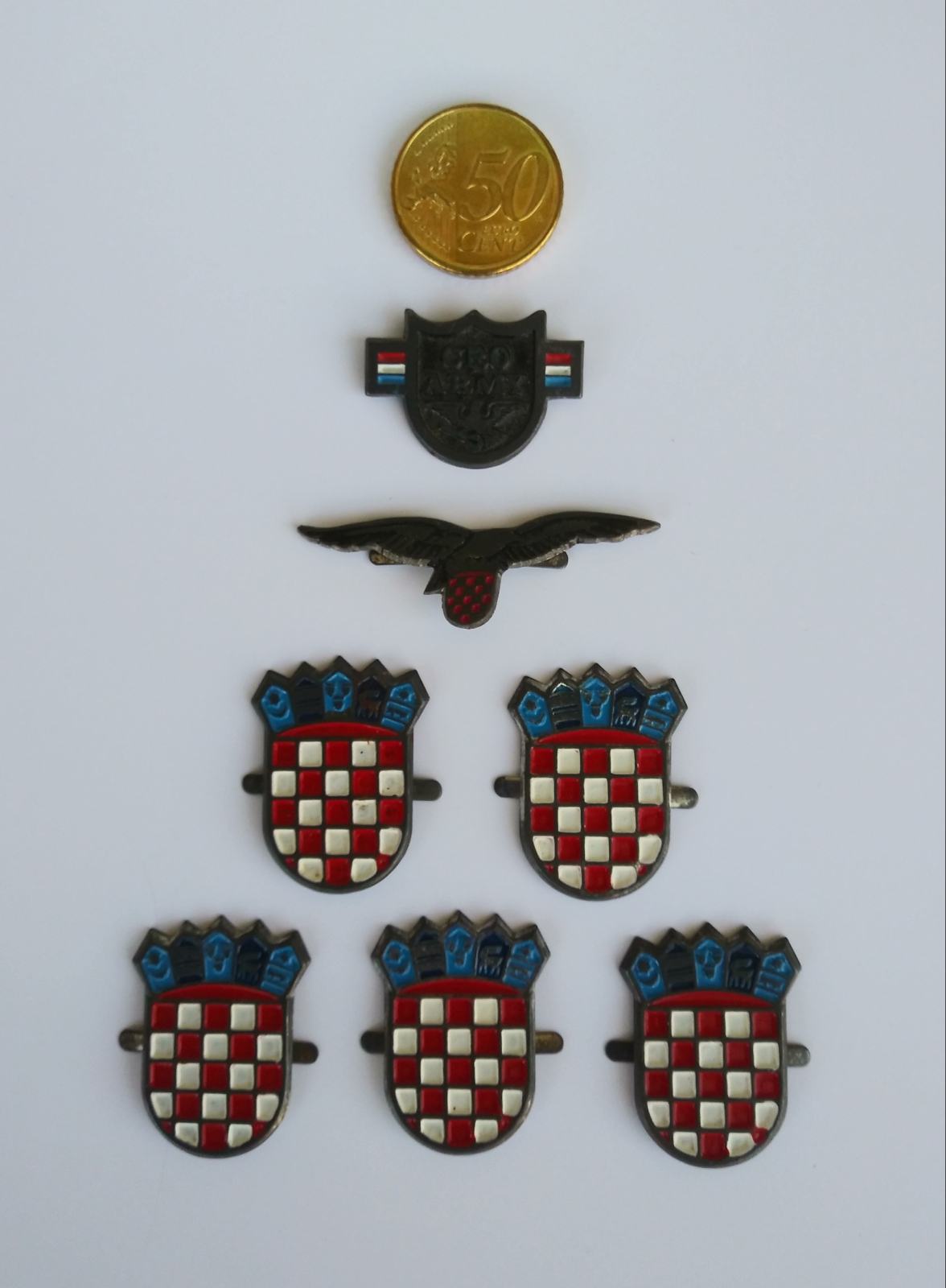Lot HR prvih (neslužbenih) oznaka ( Cro Army , Sokol, Grb×5 )