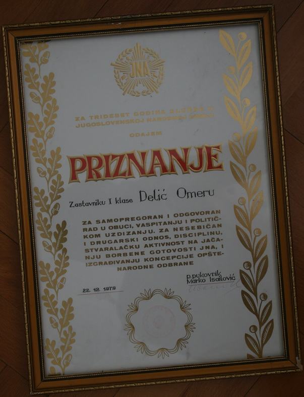 Plaketa za 30 godina u službi JNA