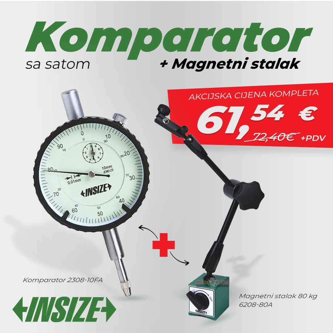 Komparator INSIZE sa satom + magnetni stalak – set
