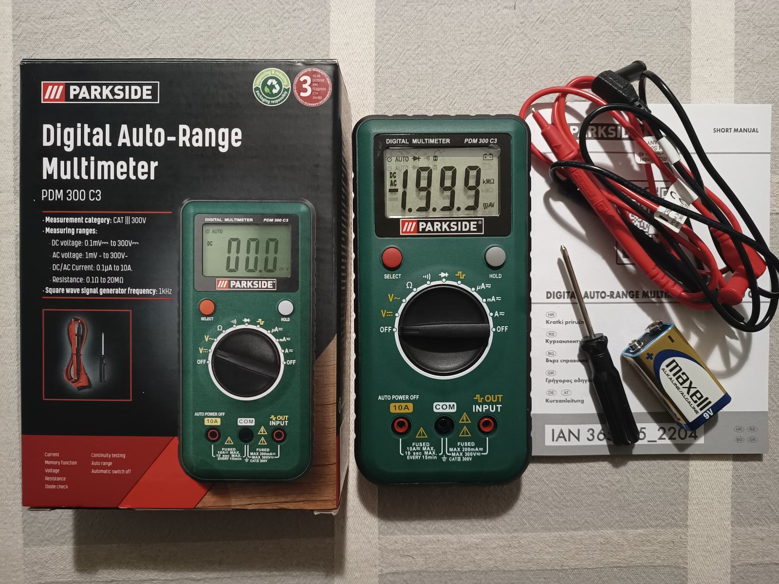 Parkside digital auto-range multimeter PDM 300 C3