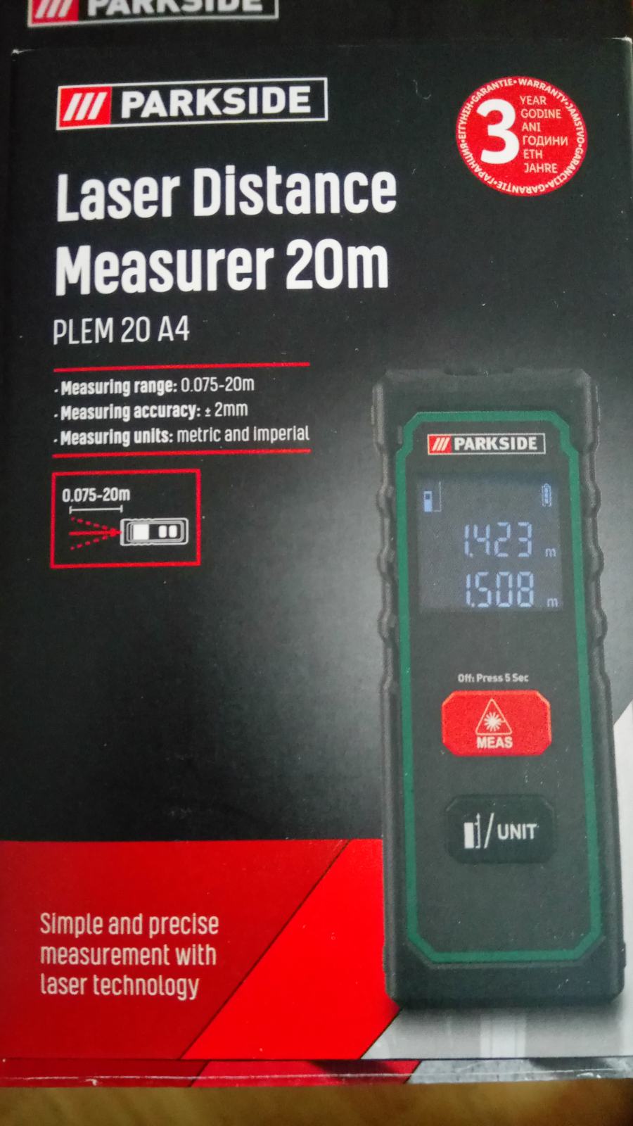 Novi parkside laserski metar 20 m