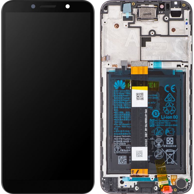 Huawei Y5P (DRA-LX9) lcd touch screen okvir bat. Original EU NOVO Crni