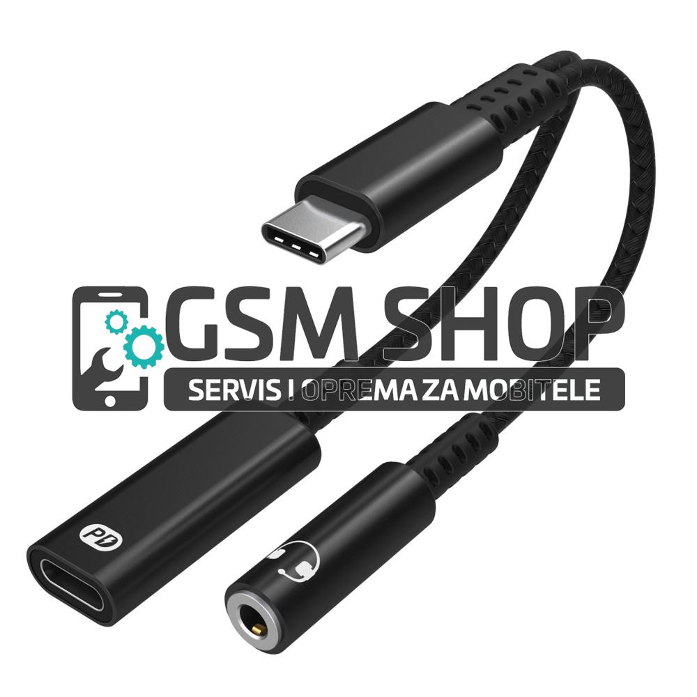 USB tip Type C na 3,5 mm adapter za slušalice s DAC čipom + punjenje