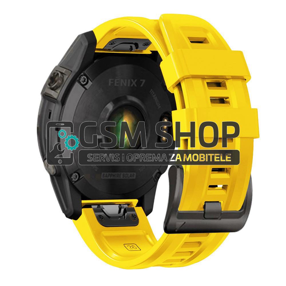 Silikonski remen za sat Garmin Fenix 7, Fenix 6, Fenix 5 žuti
