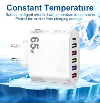 Adapter Punjač 65W - 5 portova USB i 1 port TIP c
