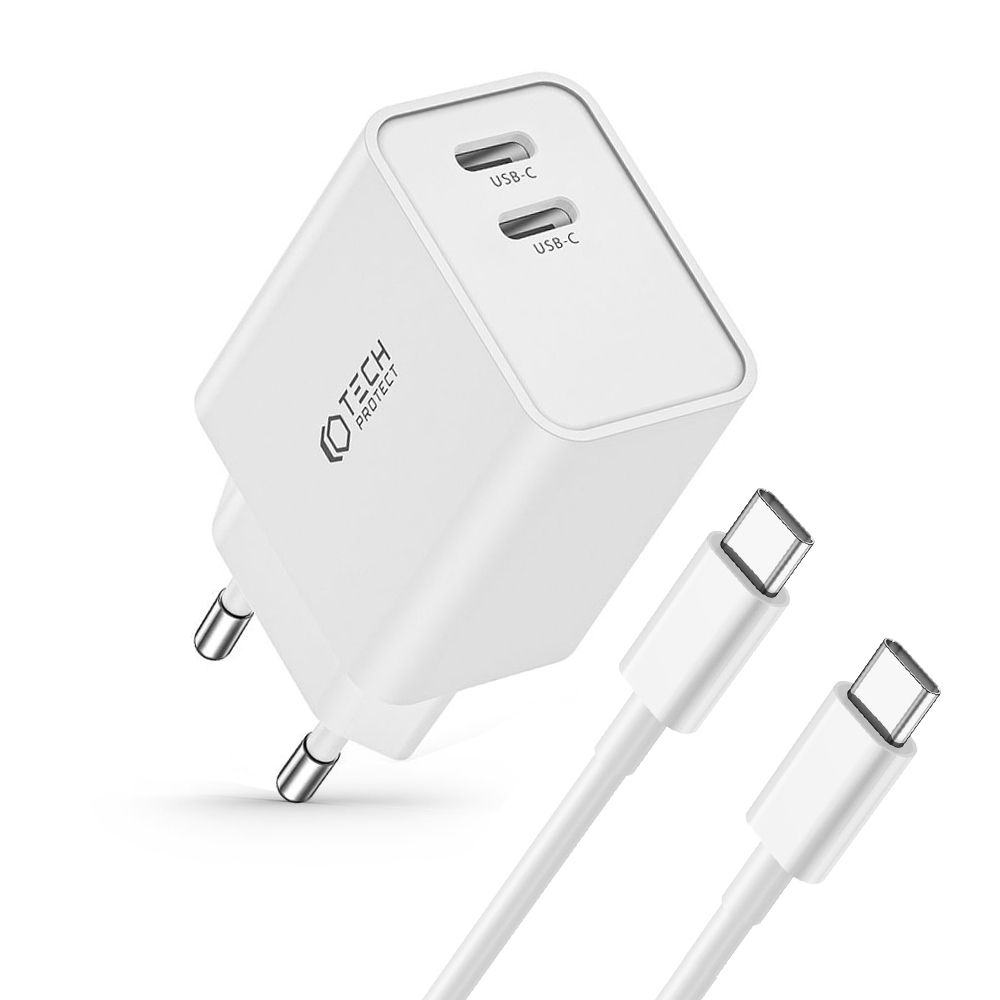 TECH-PROTECT C35W univerzalni punjač 2x TIP-C PD35W + TIP C kabel