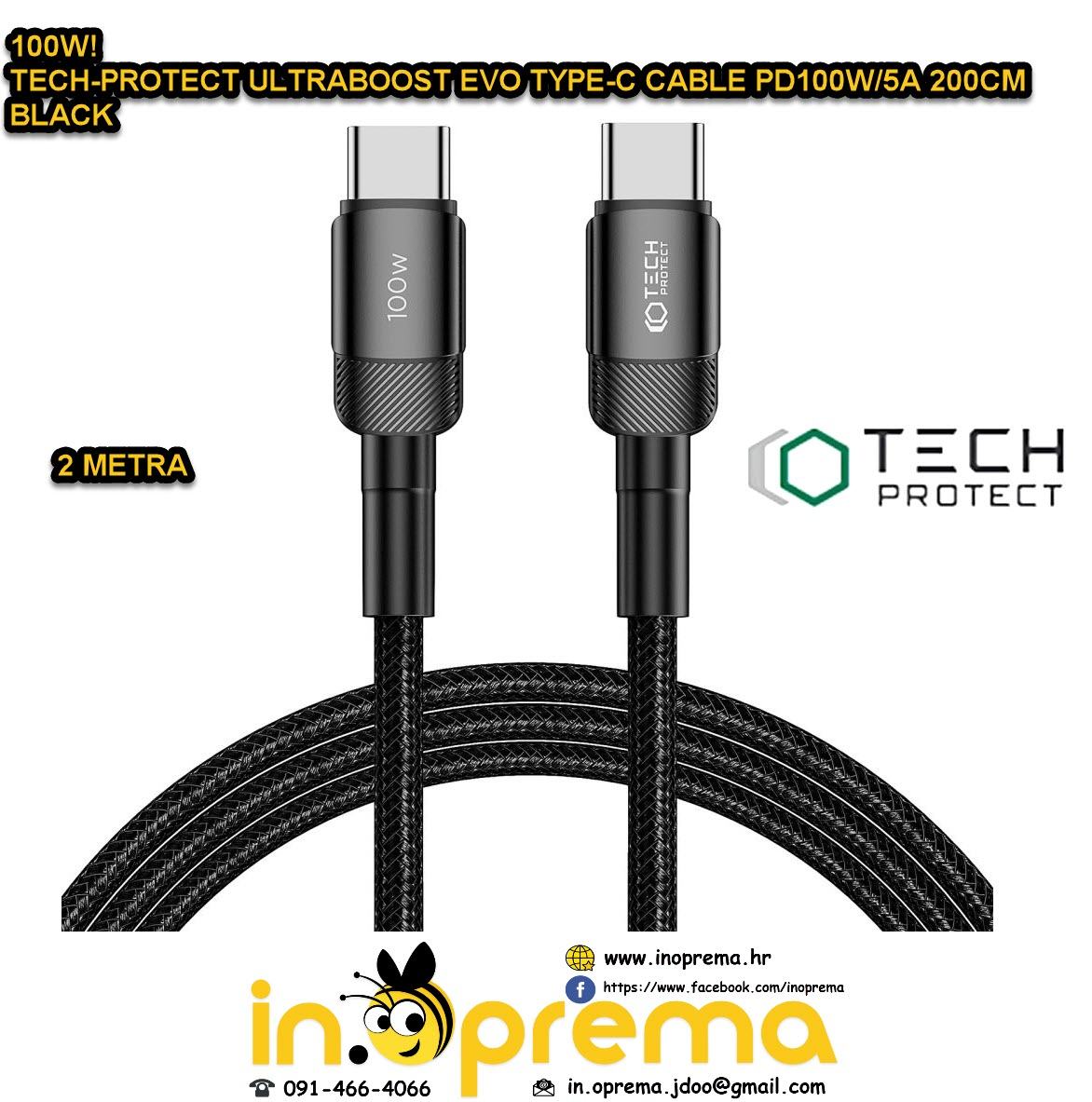 TYPE C KABEL 2 METRA BRZI 100W TIP C BRZO PUNJENJE ORIGINAL 2M TECH-P