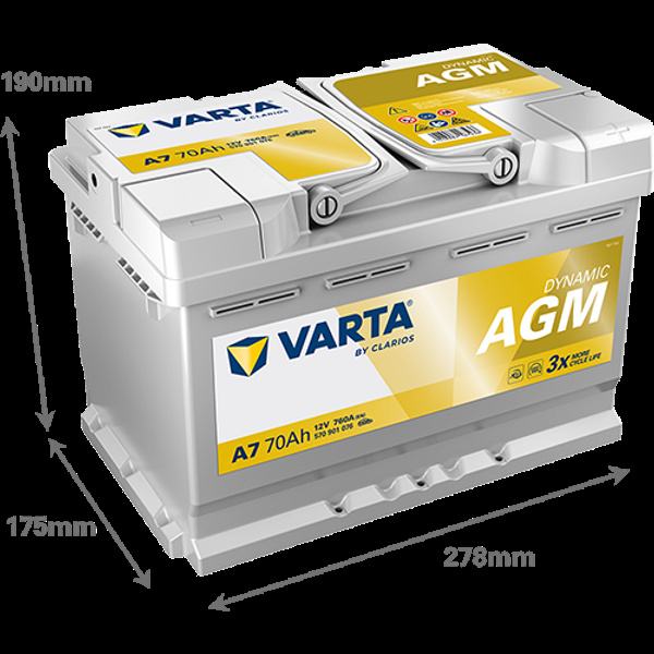 Start-Stop AGM Akumulator VARTA SILVER dynamic XEV 70Ah 12V D+ A7