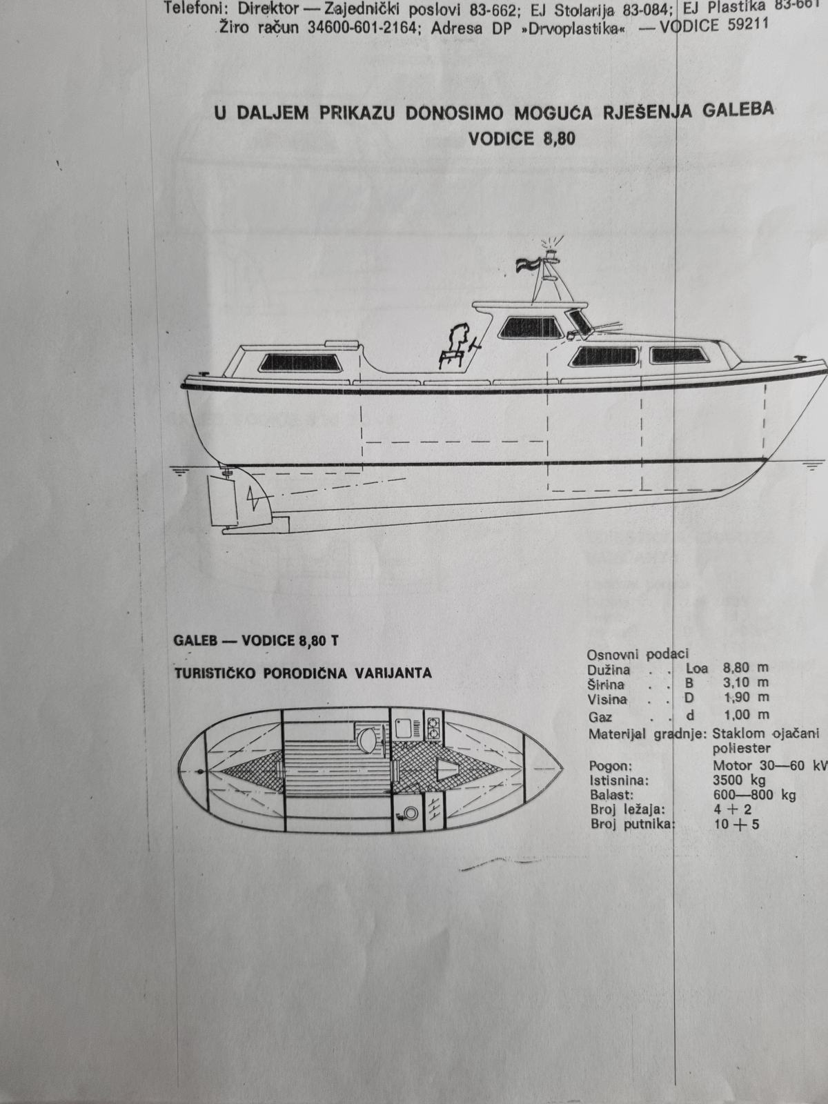 Prodaje se brod Galeb 8,80 s opremom