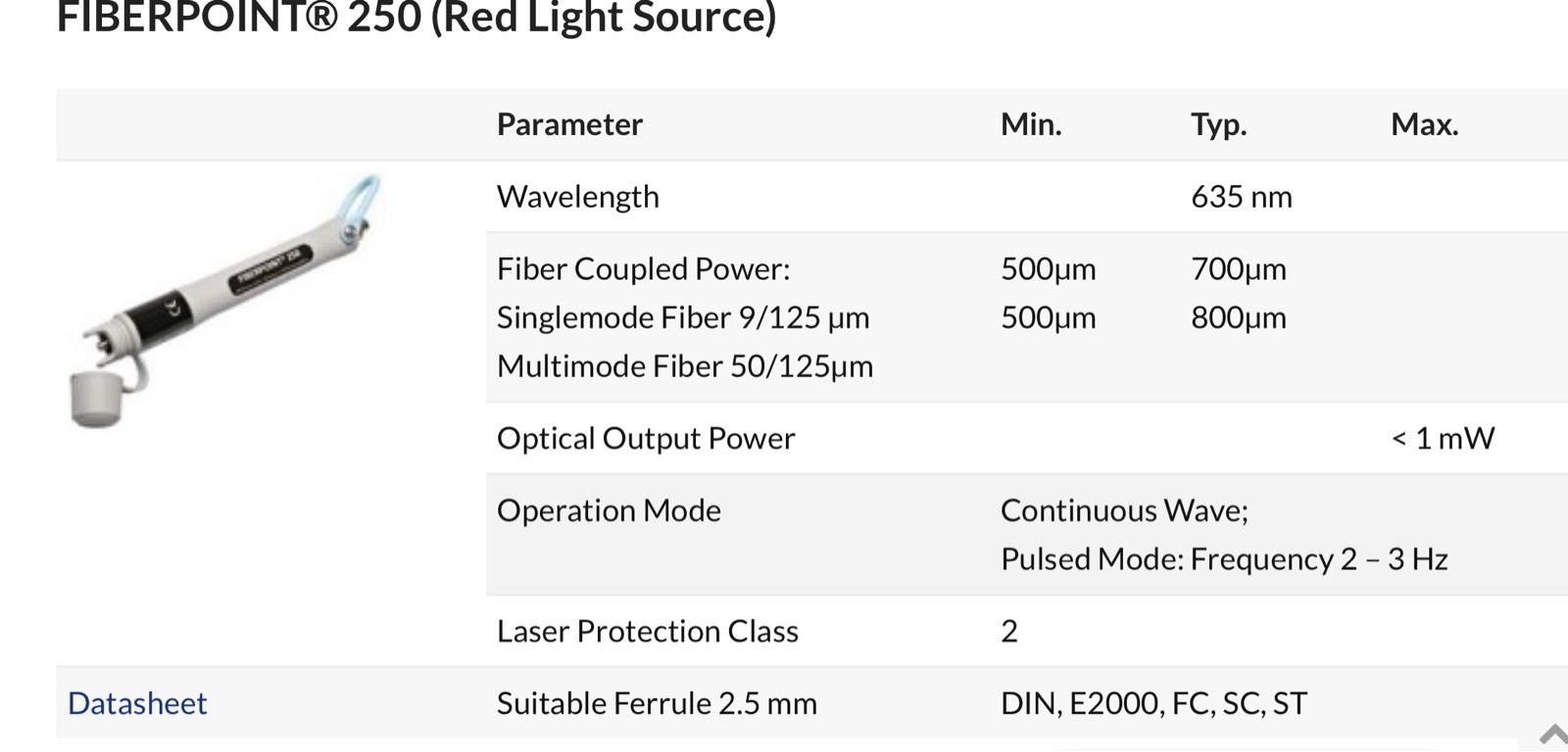 FIBERPOINT - 250 (Red Light Source) - Optički lokator