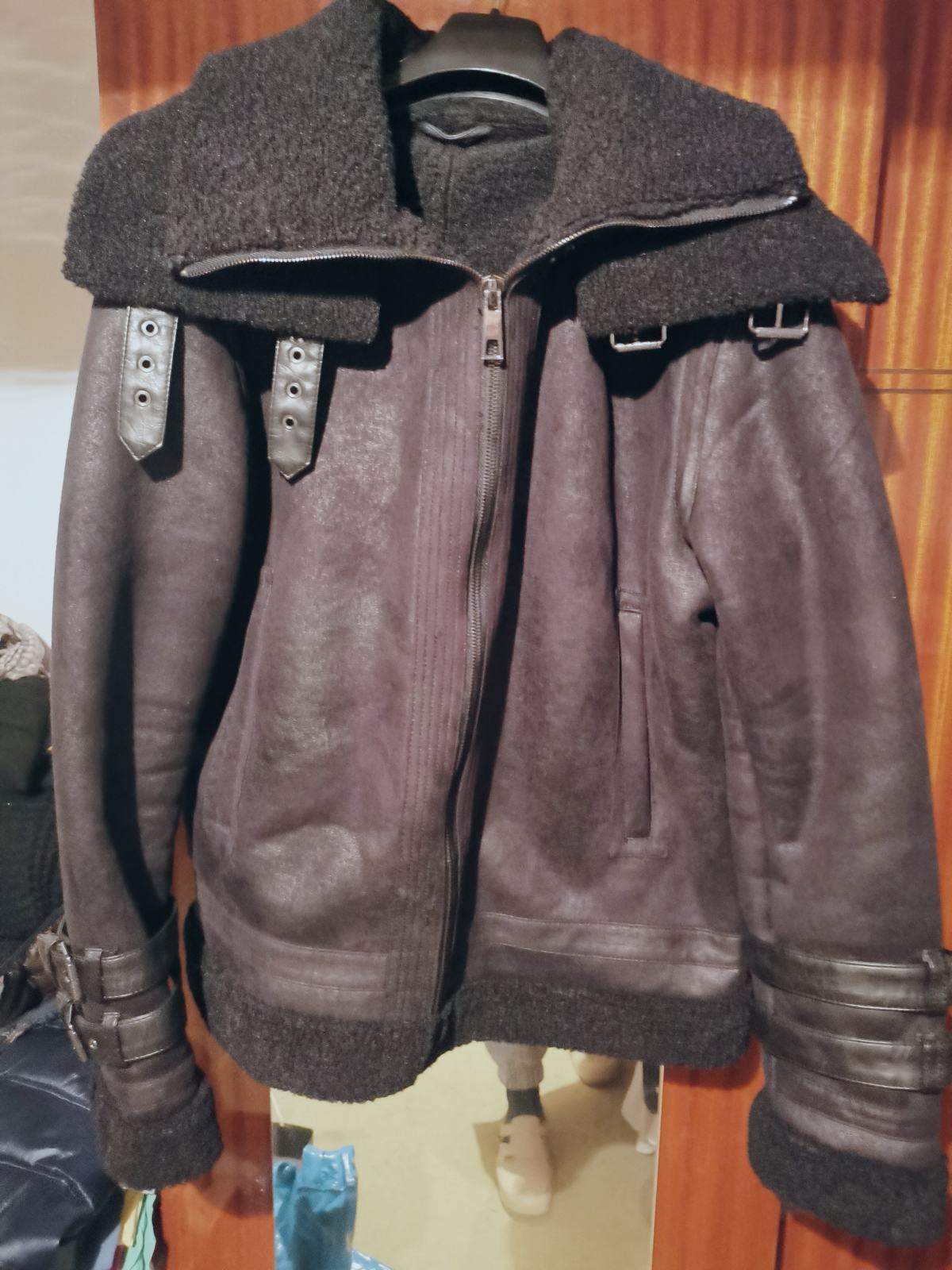 Zara krznena kozna jakna XL