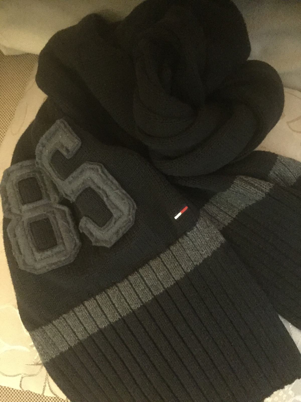 TOMMY HILFIGER original dugi šal logo print rebrasti organski pamuk