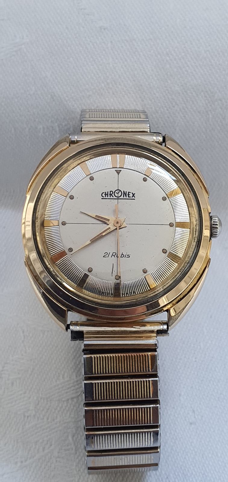 CHRONEX SWISS WATCH 21 RUBIS ROLLED GOLD BRACELET