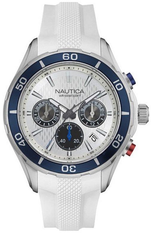 NAUTICA WHITE CHRONOGRAPH 46mm NAD15520G. R1, RATE!