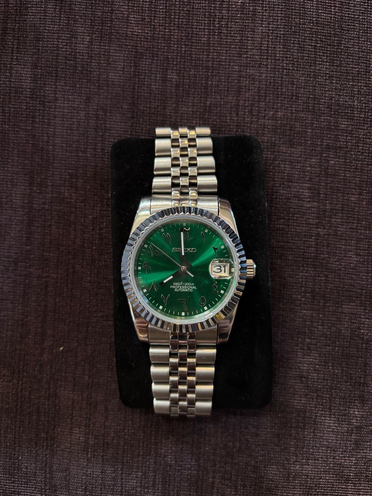 Seiko Mod Datejust Arabic Dial Green