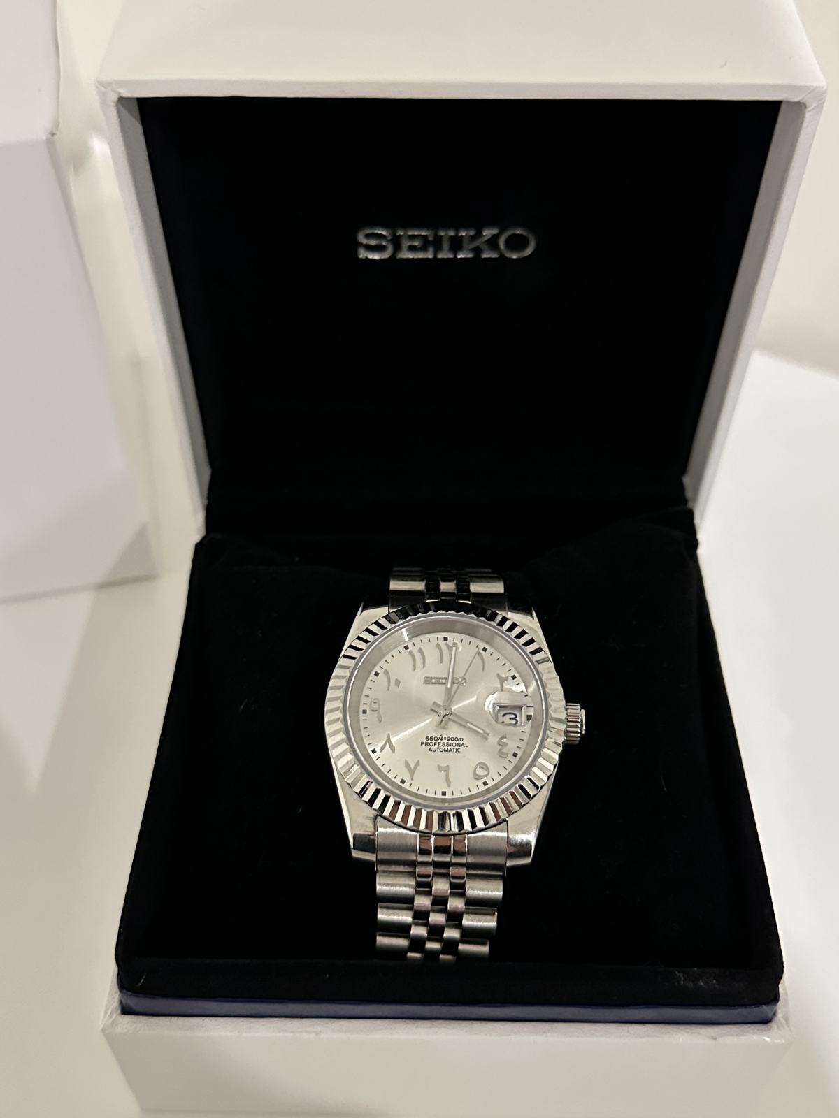 Seiko mod white arabic datejust