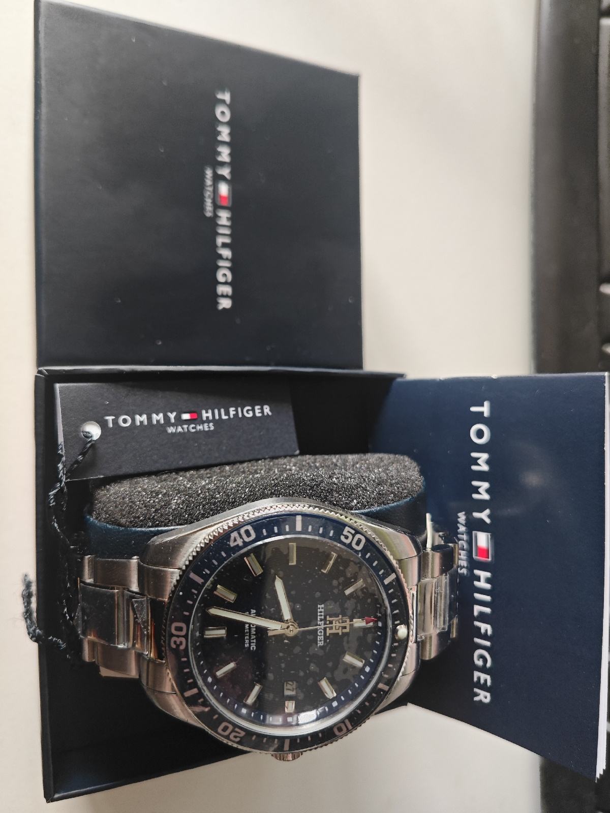 Tommy Hilfiger Silver Steel Navy Dial Mechanical-Automatic