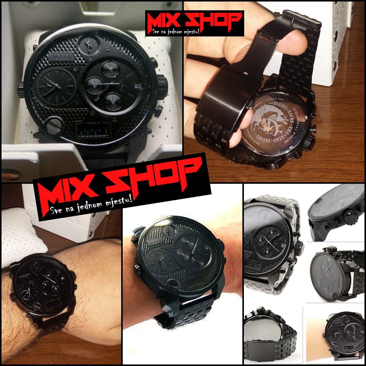 XXXL DIESEL DZ7214 CRNI MR BIG DADDY TOP MUŠKI SAT *KAO NOV*GARANCIJA*