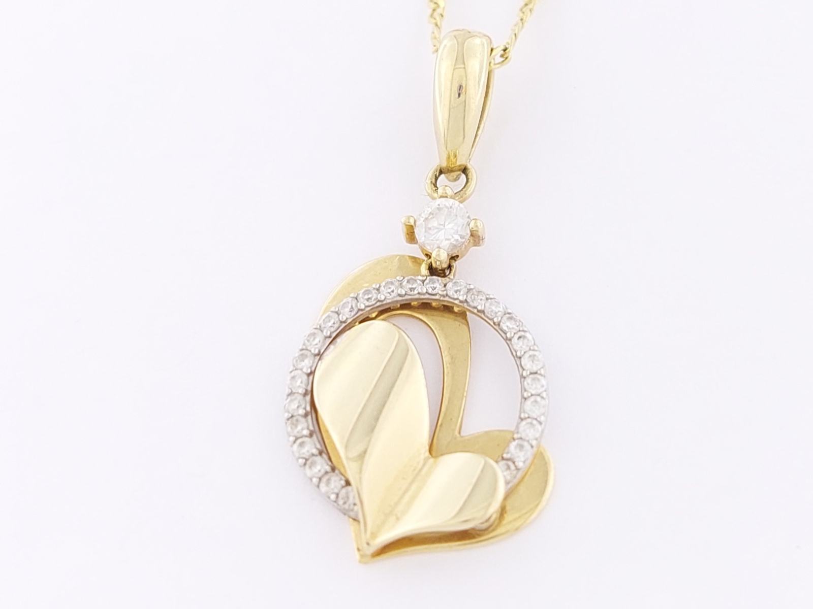 ZLATNI PRIVJESAK SRCE, BIJELI CIRKONI 14K (585) 2,09g NOVO • GOLD SHOP