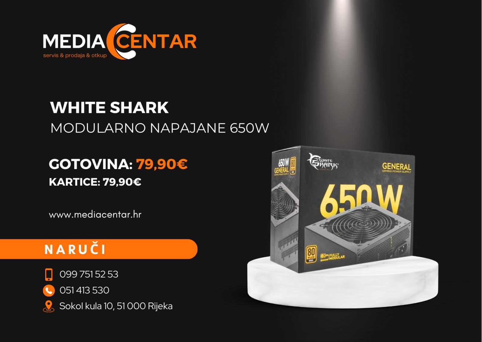 Napajanje White Shark GPSU-G650M GENERAL 650W 80+ GOLD Full Modular