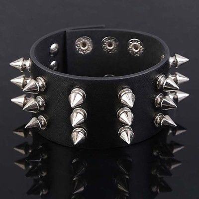 Spike kožna narukvica s 3 reda šiljaka