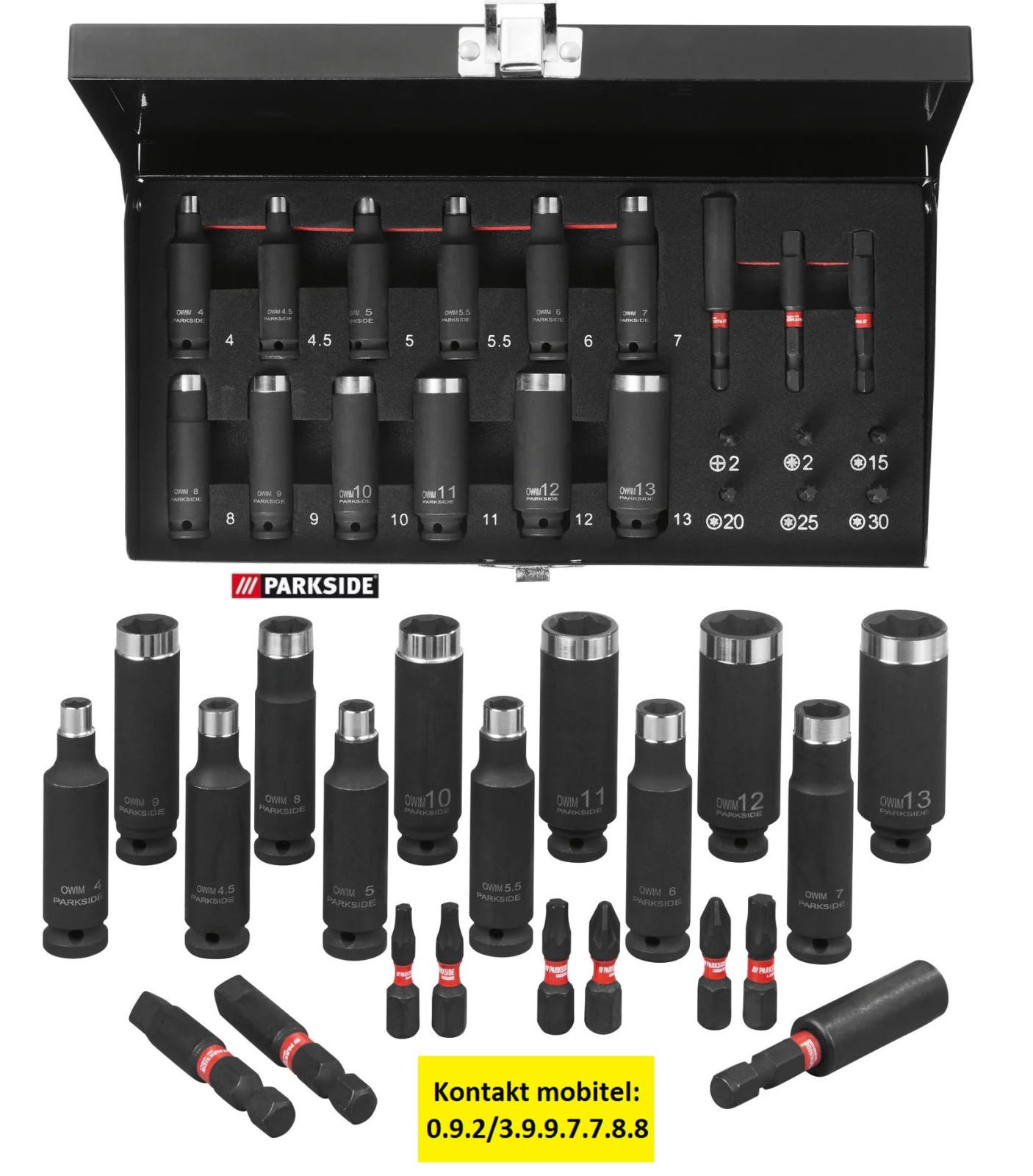 PARKSIDE PERFORMANCE set udarnih kljuceva PSS 21 A1 1/4, 21komad NOVO