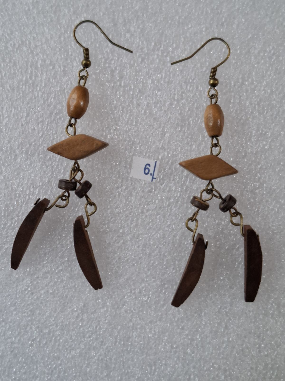 NAUŠNICE-6. Drveni ukrasi. Staro.65 mm. Mob