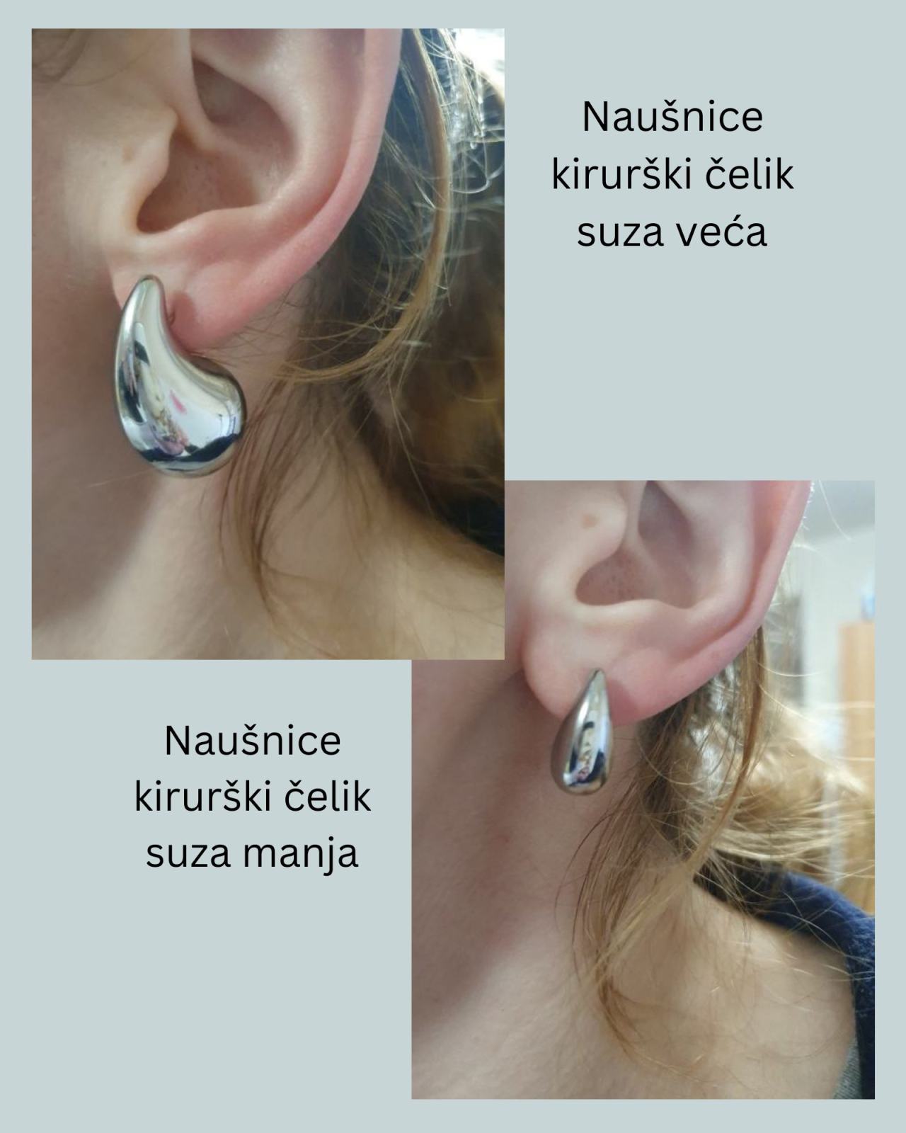 Naušnice kirurški čelik suza