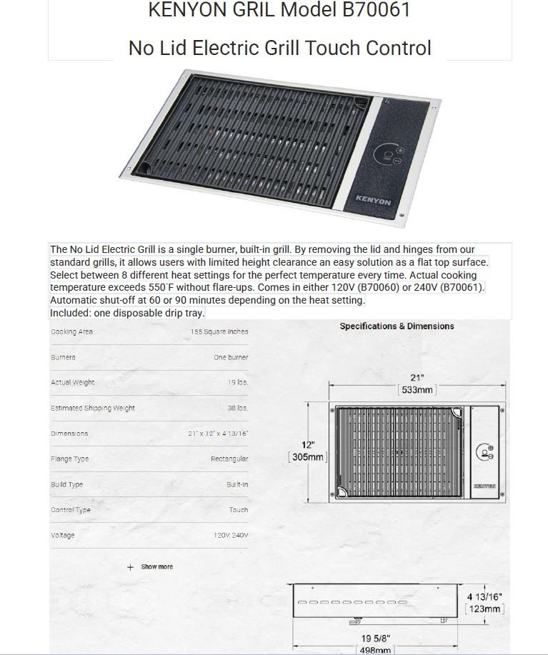 KENYON Grill Model B70061