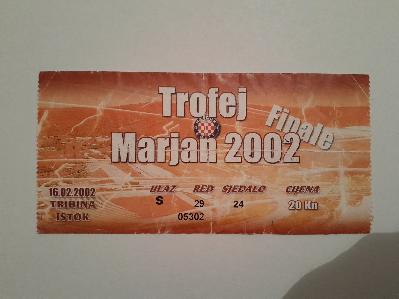 Trofej Marjan finale 2002 ulaznica