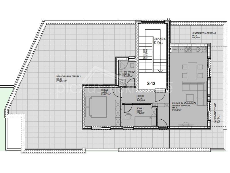 Dvosoban stan - PENTHOUSE, NOVOGRADNJA: Split, Sirobuja, 110 m2 (prodaja)
