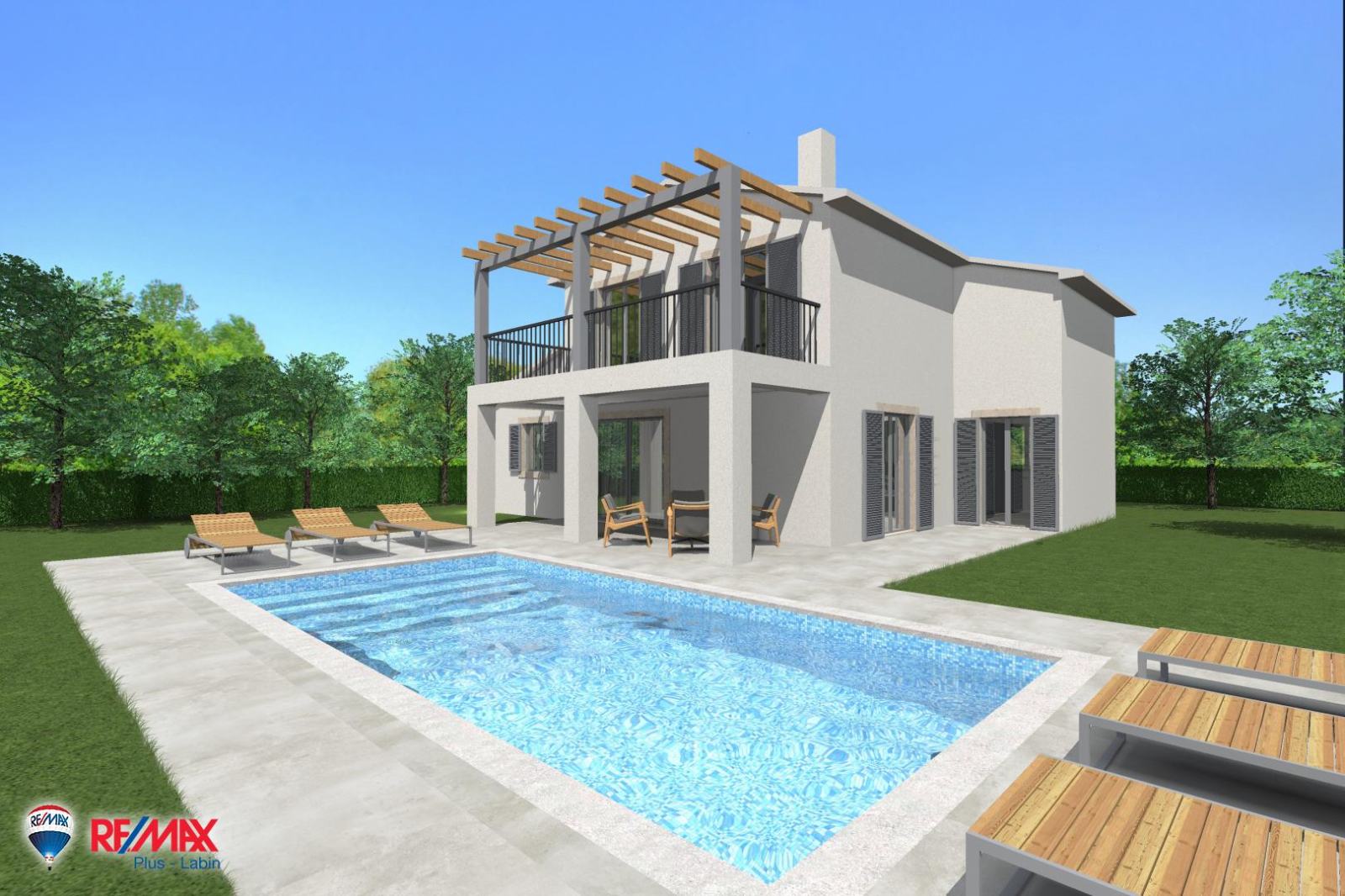 ISTRA, LABIN KUĆA S BAZENOM I POGLED MORE, ekskluzivno! (prodaja)