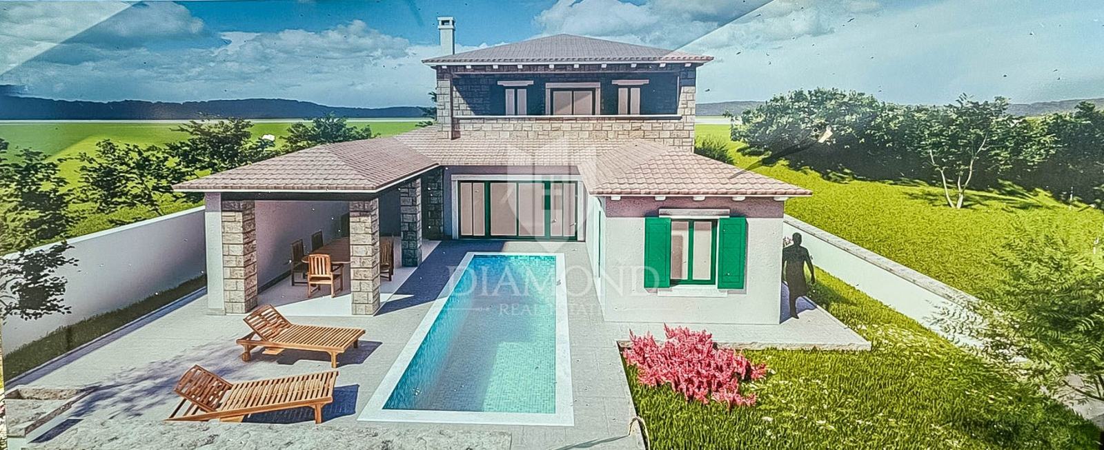 Momjan, novogradnja, villa sa bazenom! (prodaja)