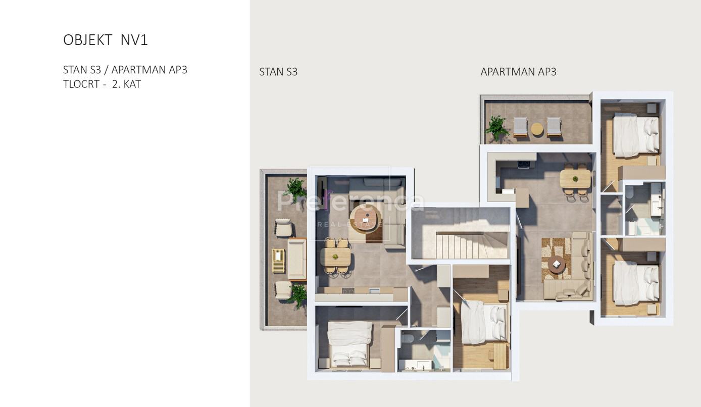 Novalja - dvosoban stan na DRUGOM KATU (prodaja)