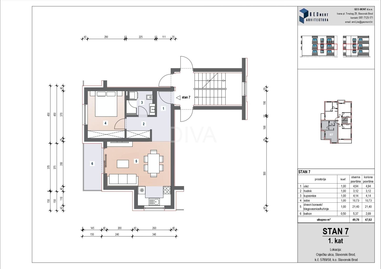 Osječka ulica novogradnja, stan 7, prvi kat (prodaja)