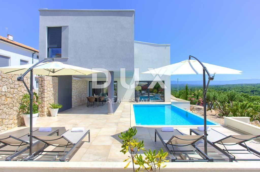 OTOK KRK, GRAD KRK (OKOLICA) - Luksuzna vila s preljevnim bazenom i po ...