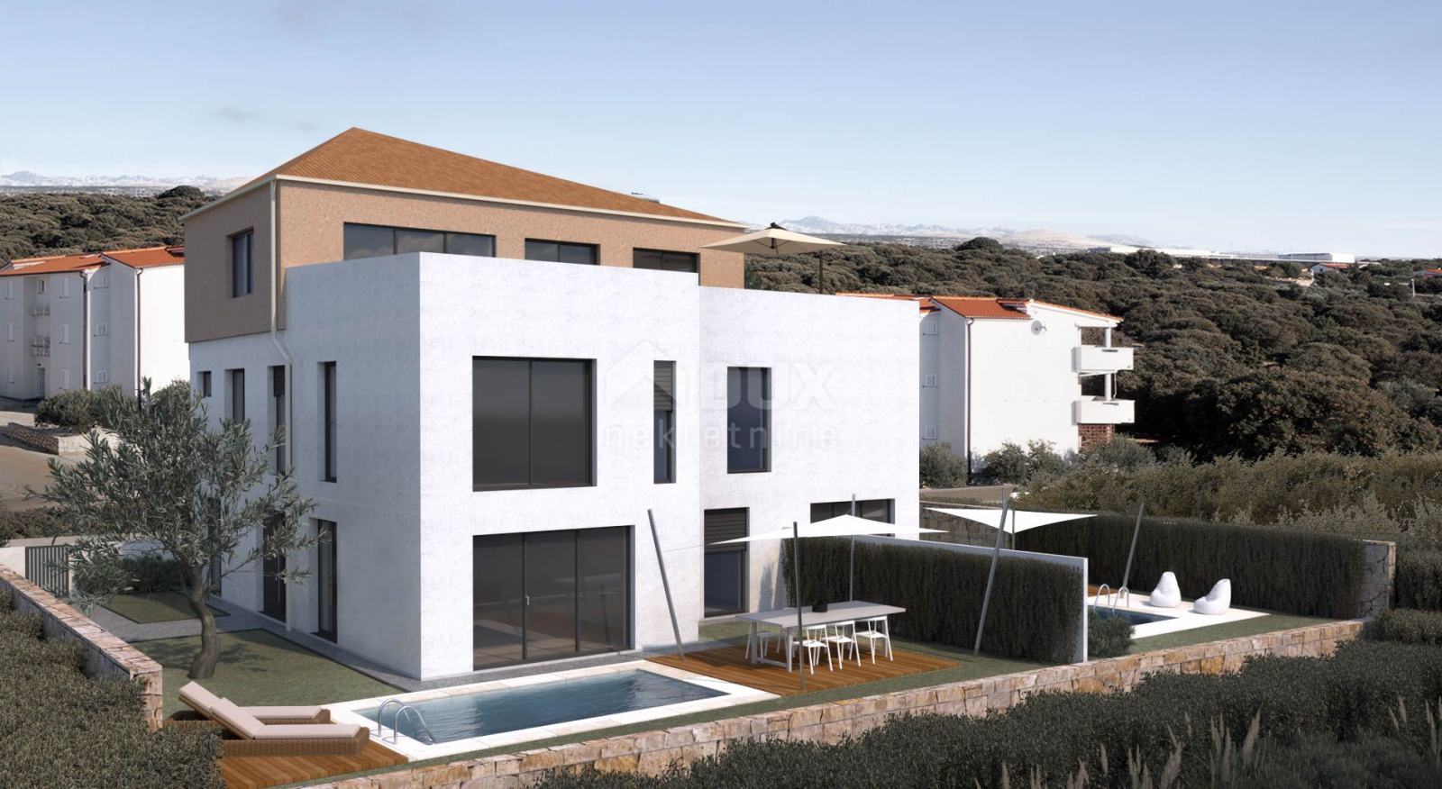 OTOK PAG, MANDRE 2s+db stan s bazenom i okućnicom (prodaja)