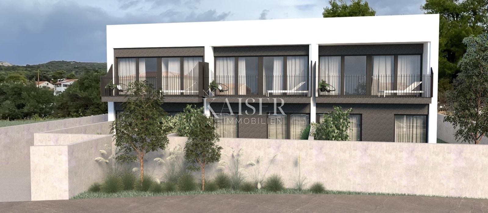 Otok Rab, Barbat- Luksuzni dvoetažni stanovi sa vrtom i pogledom na mo ...