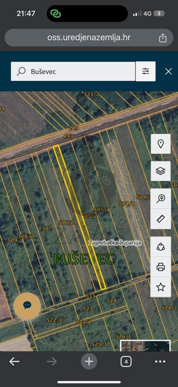 Parcela 2960 m2 u Buševcu, blizina izlaza s autoputa Zagreb Sisak