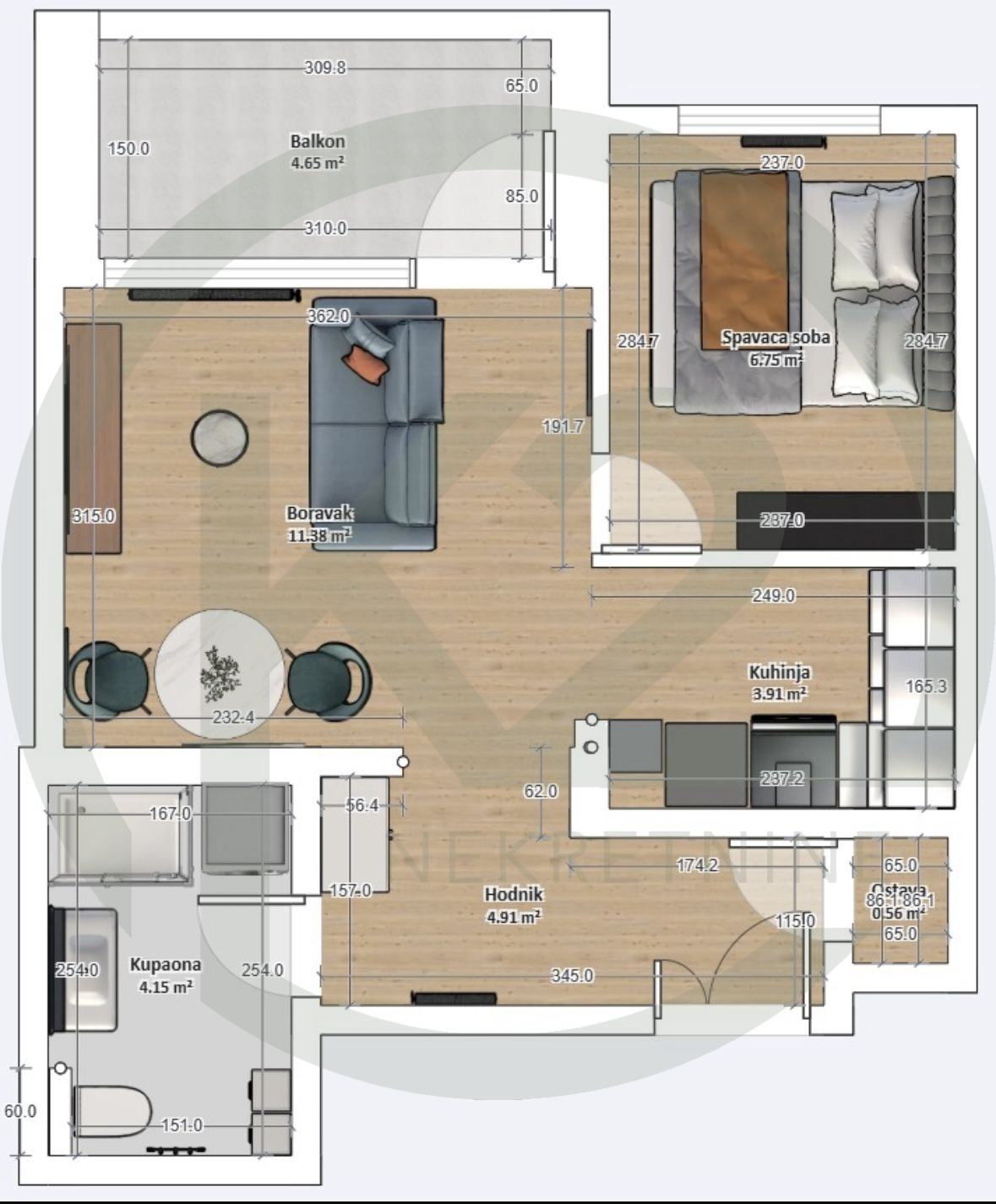 Stan: Jarun 35 m2 NOVO (prodaja)