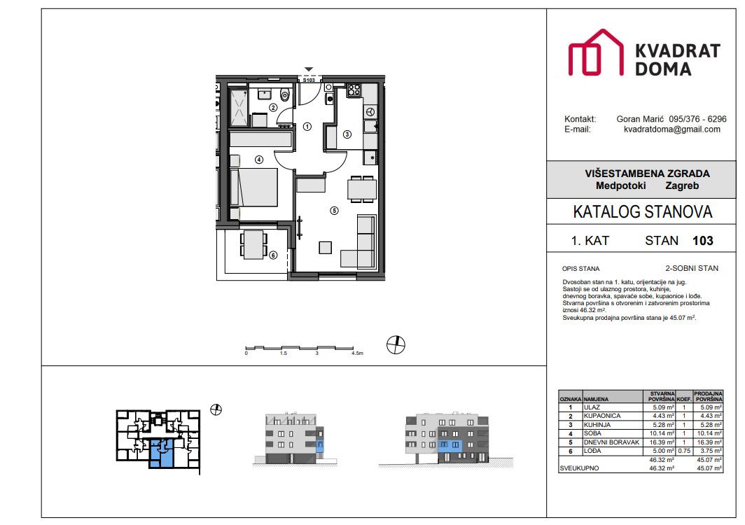 Stenjevec, 45m2, 2 sobe, novogradnja BEZ PROVIZIJE ZA KUPCE (prodaja)