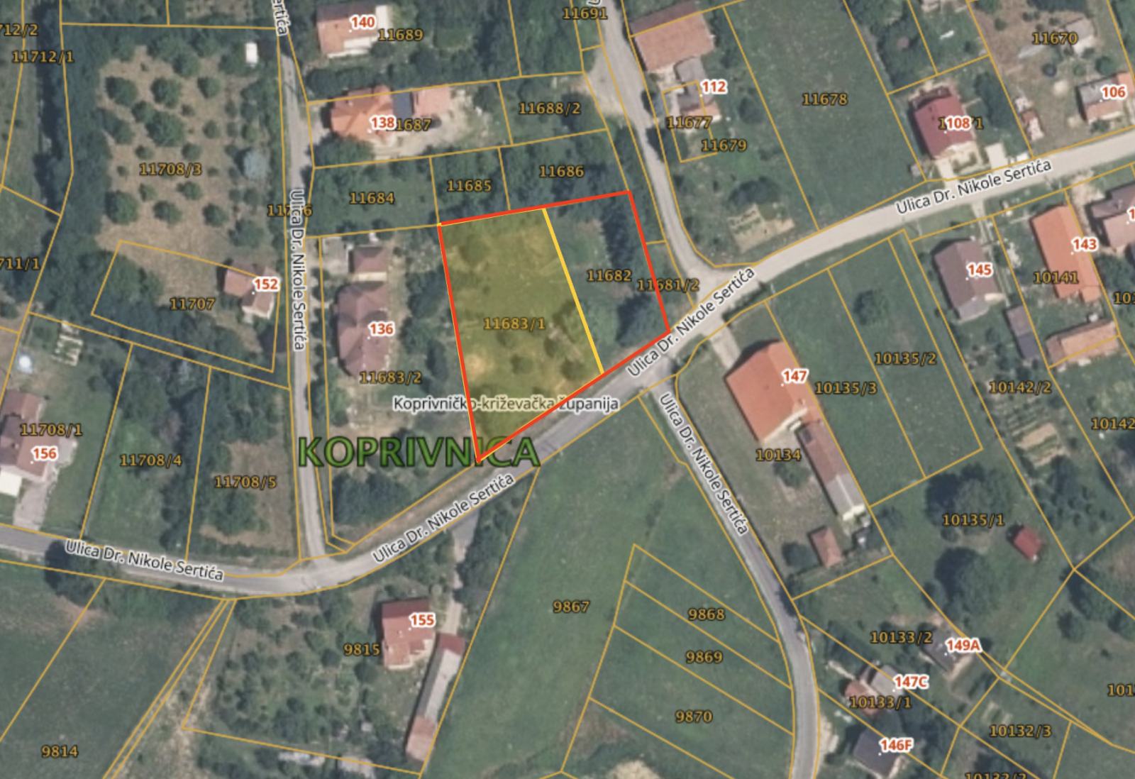 ZEMLJIŠTE - KOPRIVNICA, DR. NIKOLE SERTIĆA - 2210 m2