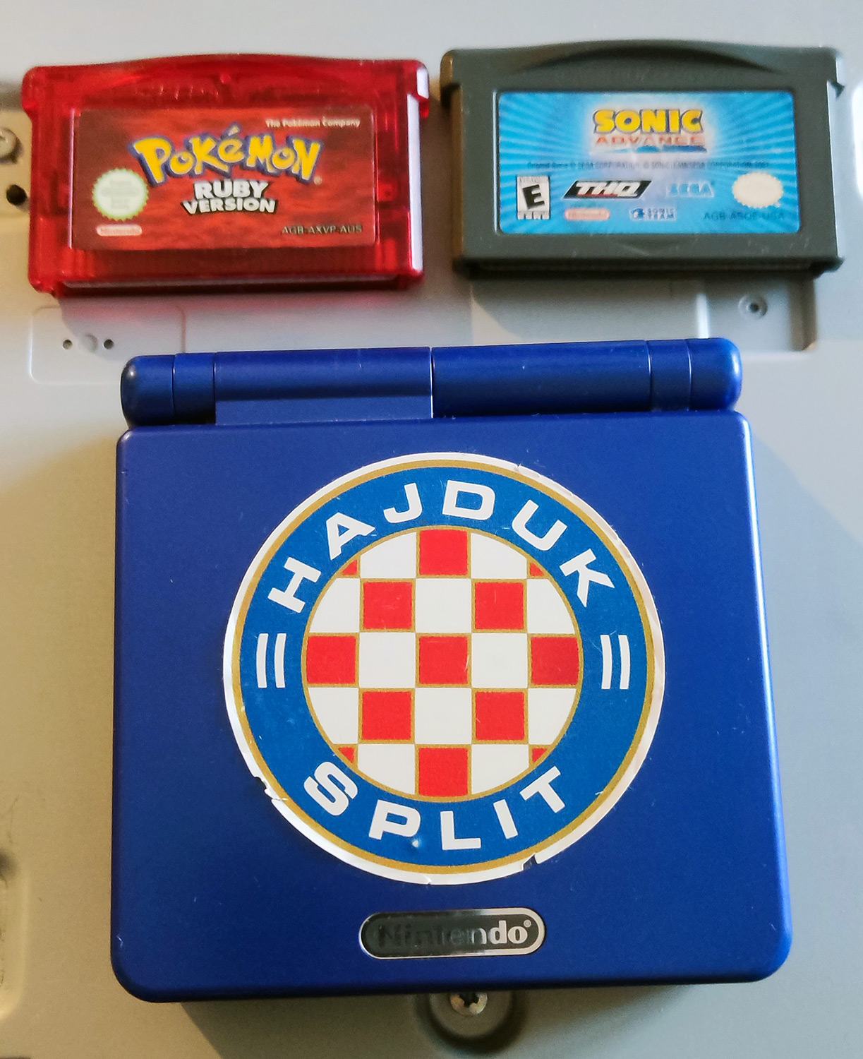 Nintendo Game Boy Advance SP GBA SP + Pokemon Ruby + Sonic