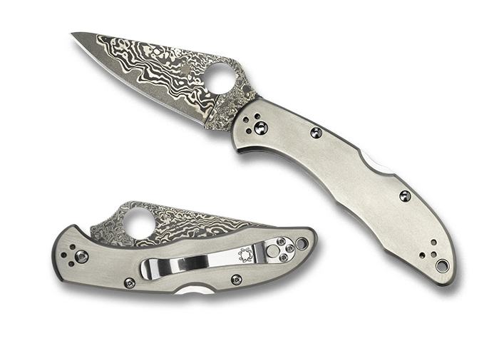 Spyderco Delica4 Titanium Damascus Plain Edge preklopni nož
