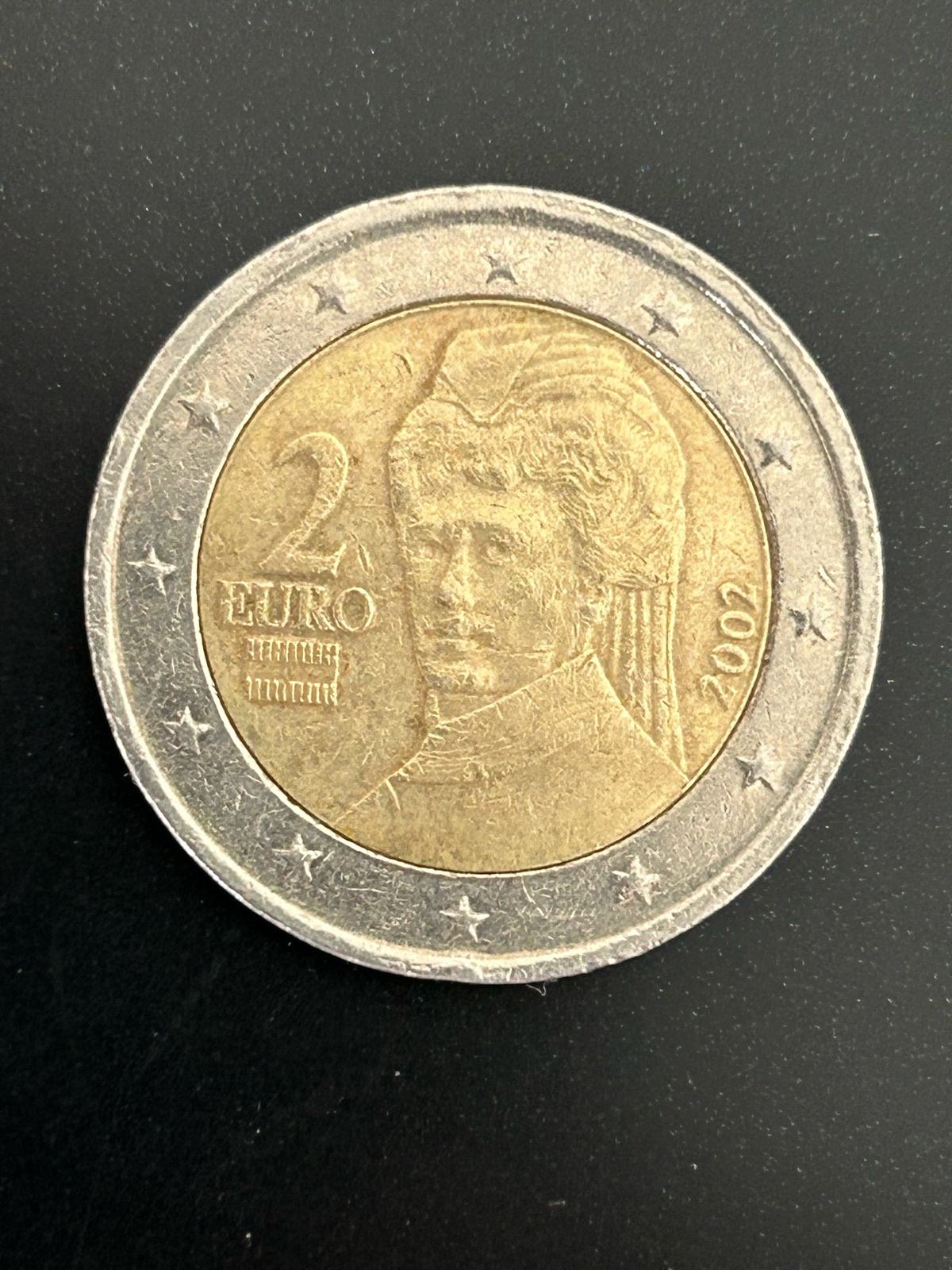 2 EURA JAKO RIJETKA KOVANICA OD 2 EURA AUSTRIJA Berthe von Suttne 2002