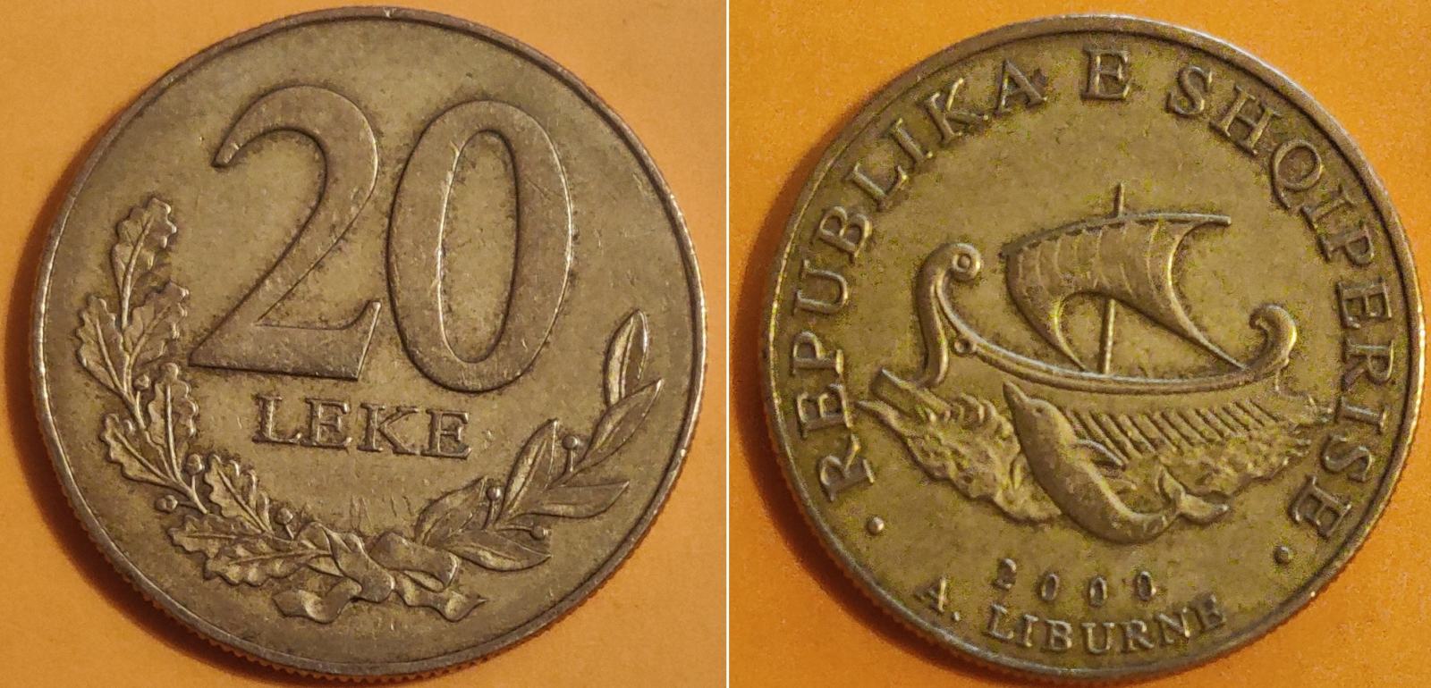 Albania 20 lekë, 2000