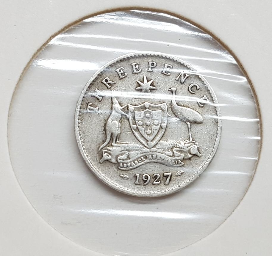 AUSTRALIA, George V, 3 PENCE, 1927.