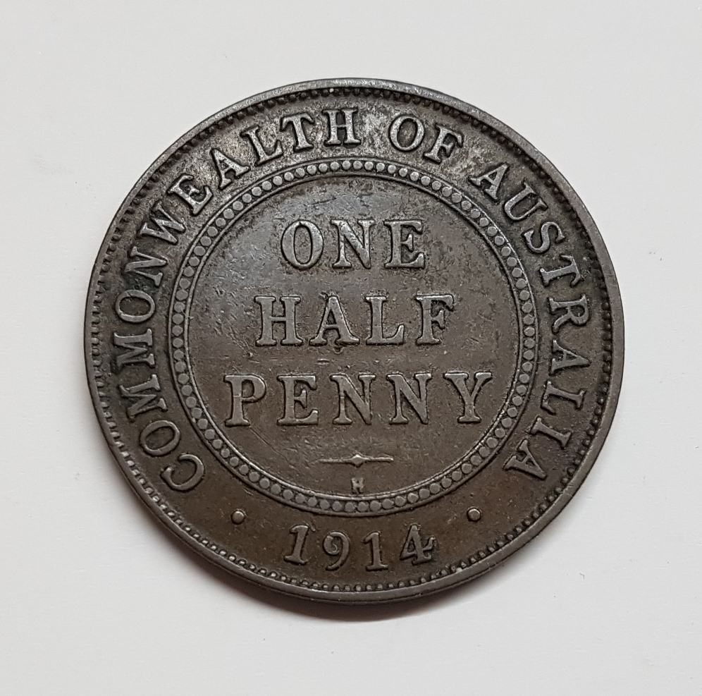 AUSTRALIA, ONE HALF PENNY, 1914.