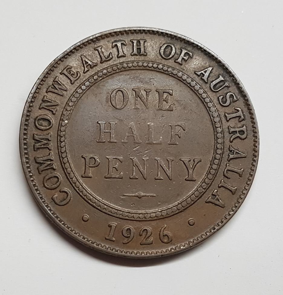 AUSTRALIA, ONE HALF PENNY, 1926.